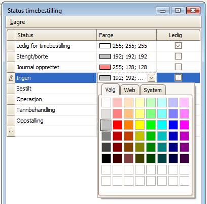 Bilde 26: Status. Fargekoder forforskjellige statuser. Vises i ...