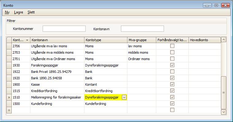Bilde4. Konto med ny mellomkonto for forsikringsoppgjør